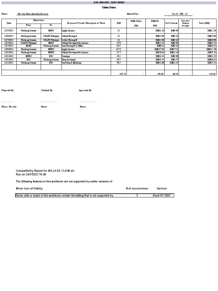 Millage Claim | PDF | Spreadsheet Software | Office Suites For Windows
