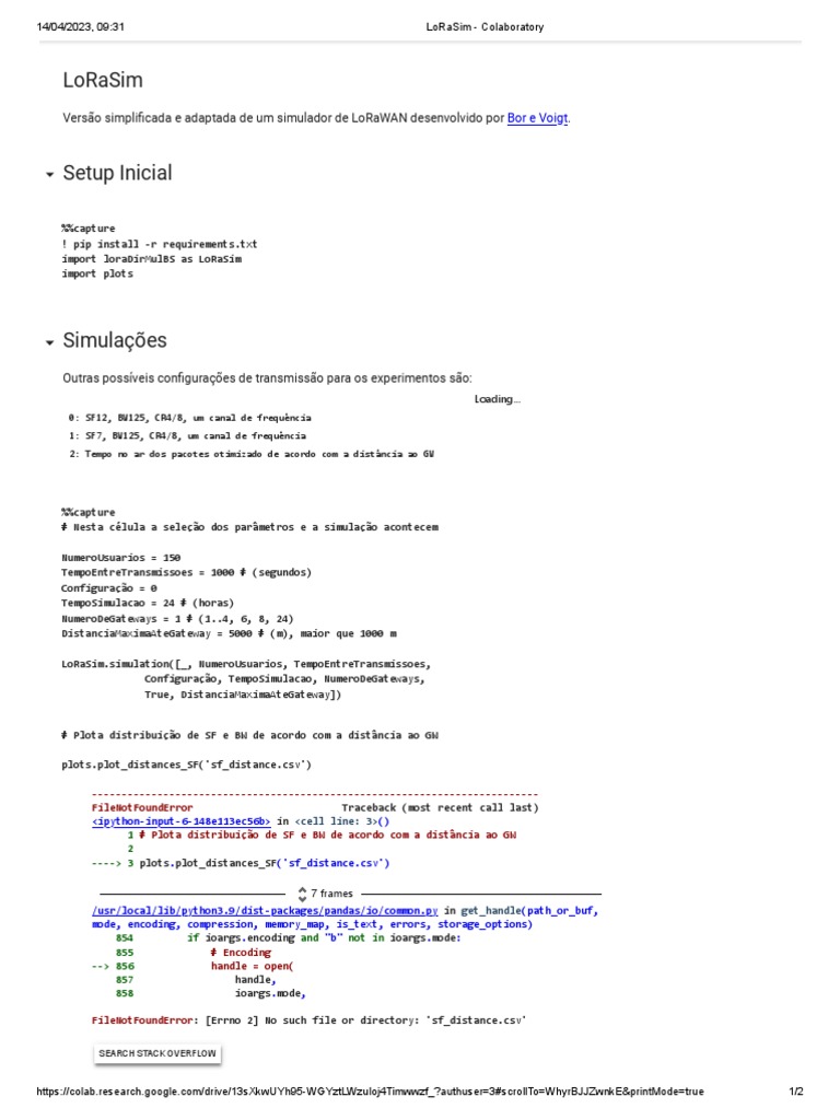 LoRaSim - Colaboratory | PDF