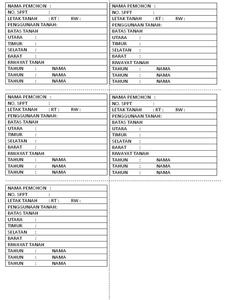 Data Pemohon Tanah dan SPPT | PDF