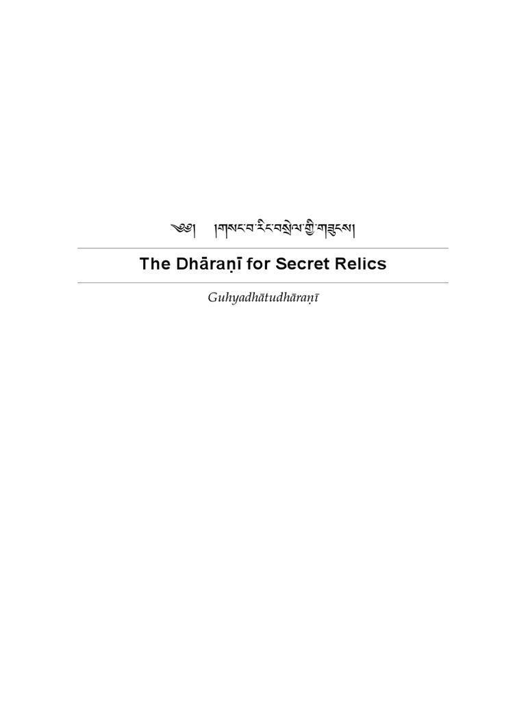 Toh883 84000 the Dharani for Secret Relics | PDF