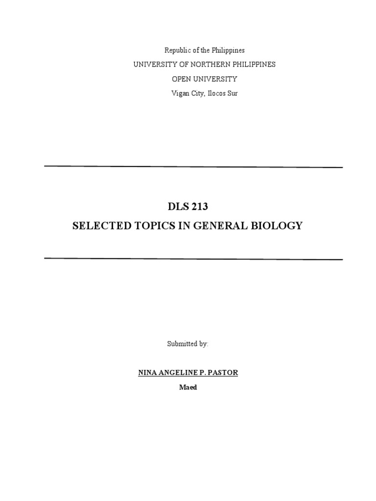 DLS 213 Selected Topics in Biology | PDF | Meiosis | Cell (Biology)