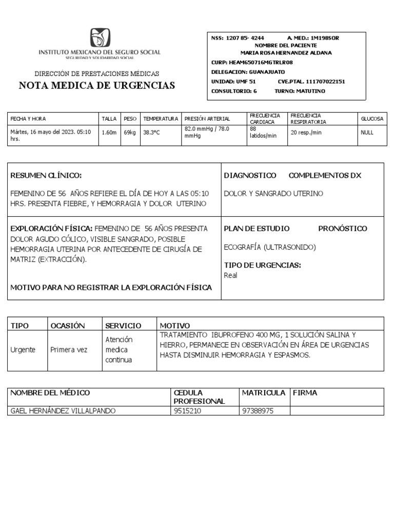 Urgs Imss Editable | PDF | Cuidado de la salud | Ciencias de la Salud