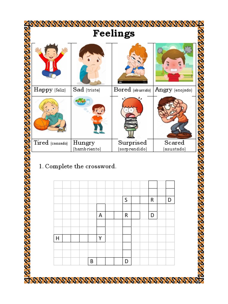 Feelings Crossword & Word Search | PDF