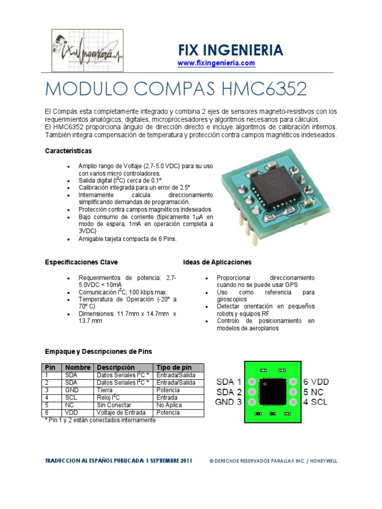 HMC6352 Compas Honeywell | PDF | Campo magnético | Imán