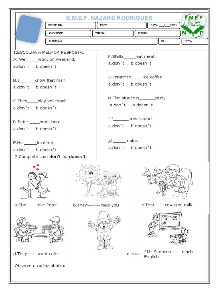 Prova Sobre o Presente Simples e Texto | PDF