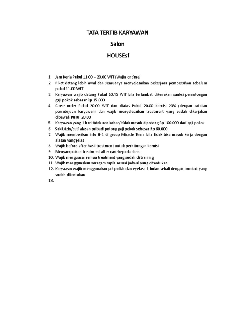 Tata Tertib Karyawan | PDF