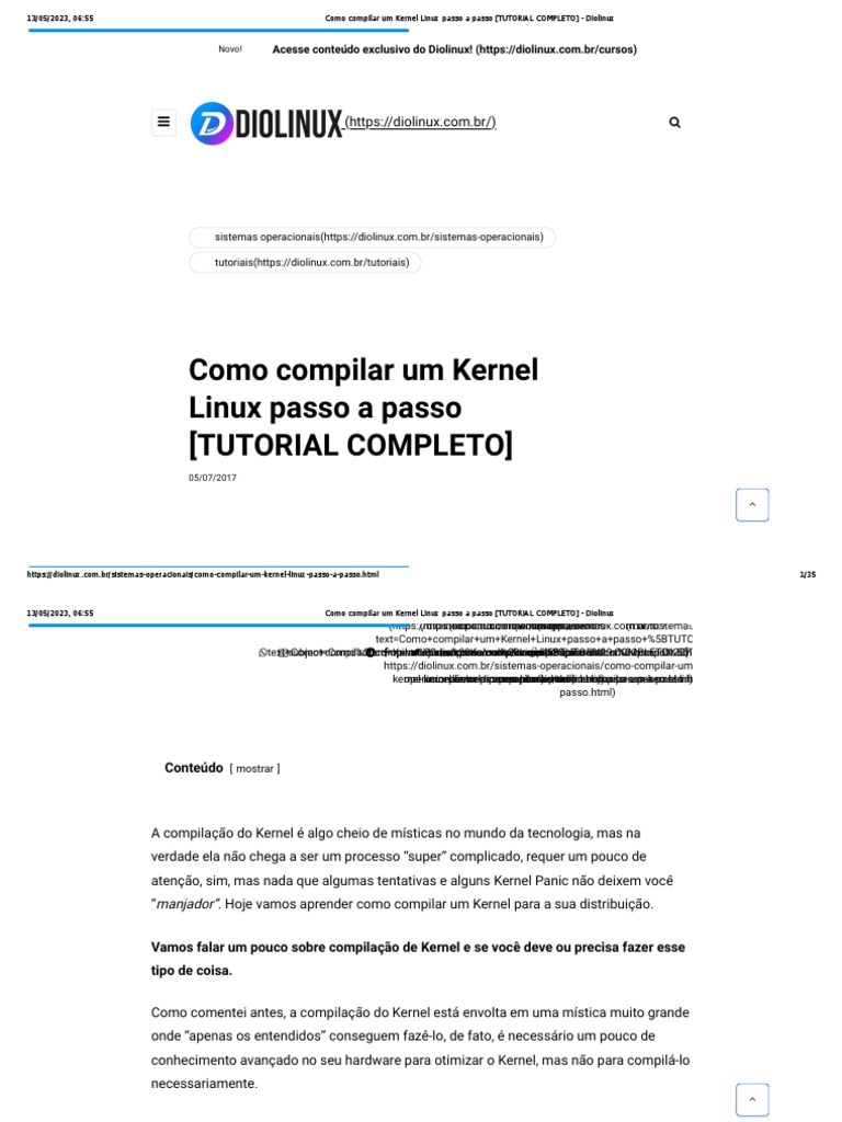 Como Compilar Um Kernel Linux Passo A Passo (TUTORIAL COMPLETO) - Diolinux | PDF | Linux ...