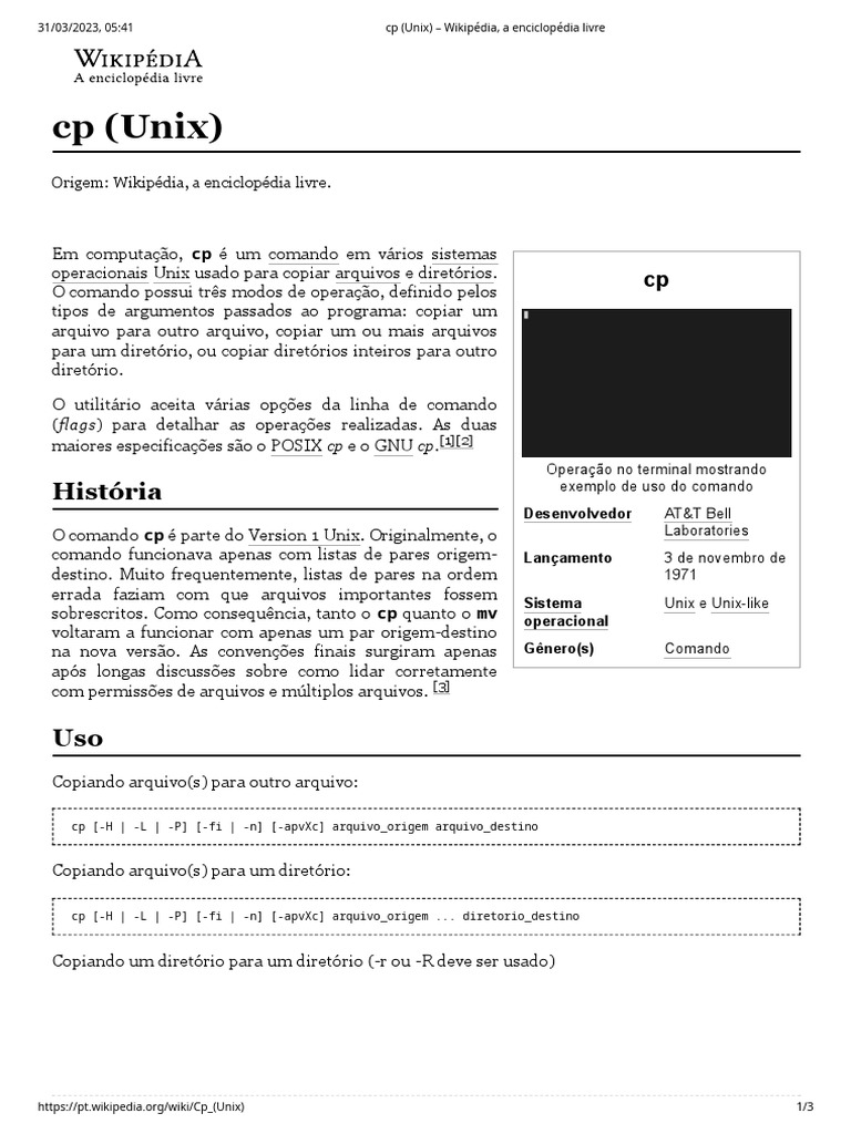CP (Unix) - Wikipédia, A Enciclopédia Livre | PDF | Software de sistema ...