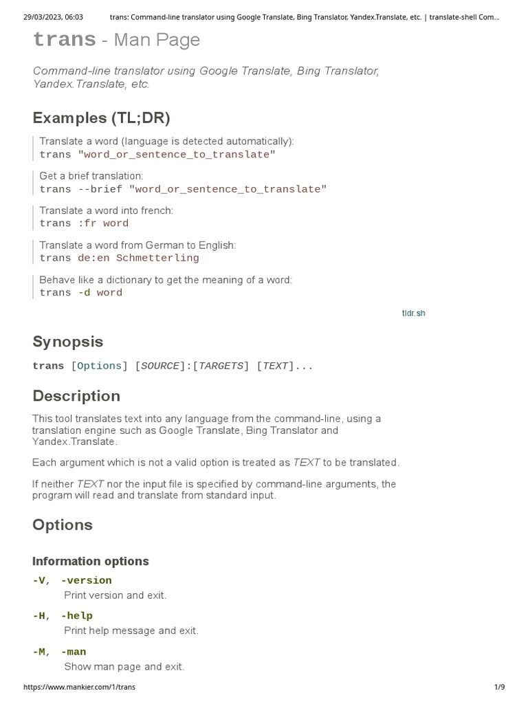 Trans - Command-Line Translator Using Google Translate, Bing Translator ... Trans - Command-Line Translator Using Google Translate, Bing Translator ...