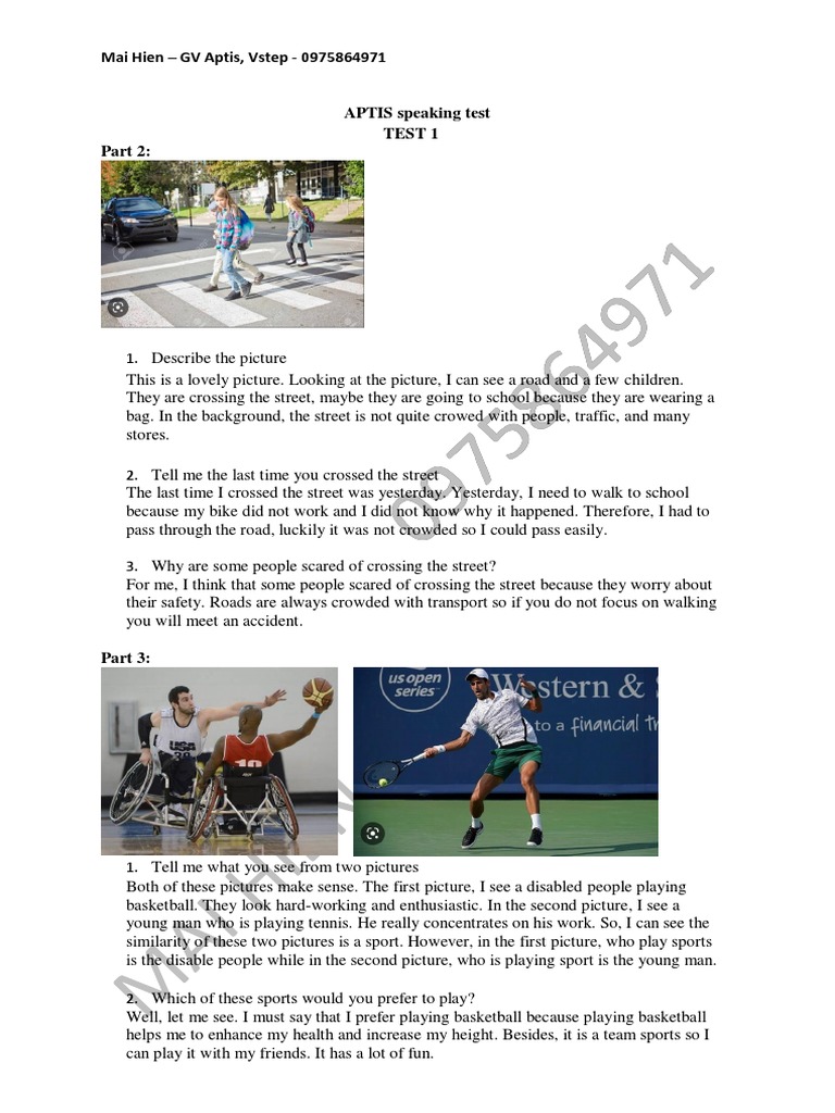 Aptis Speaking 1-8 (3 K Năng) | PDF