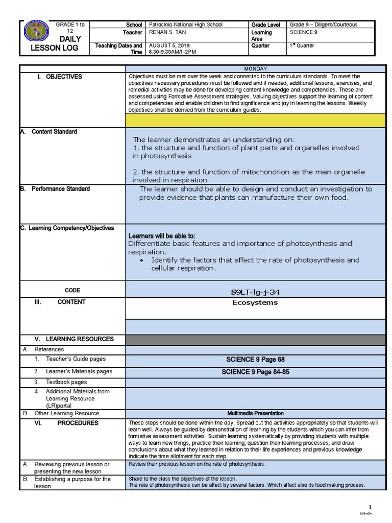 DLP Grade 9 | PDF | Learning | Cognition