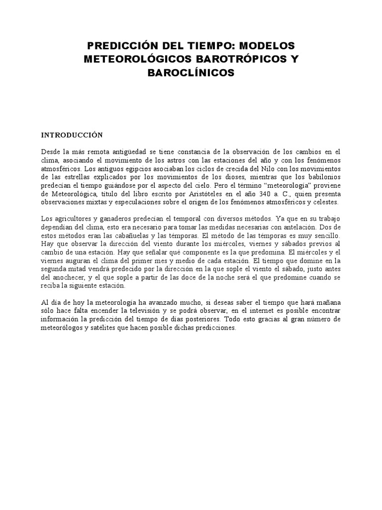 Predicción Del Tiempo | PDF | Meteorología | Predicción numérica del tiempo
