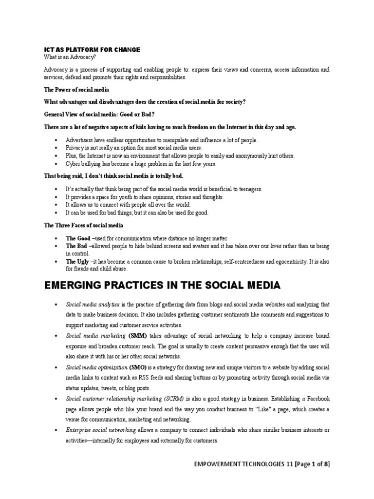 LECTURE - ICT As Platform For Change - Empowerment Technologies | PDF ...