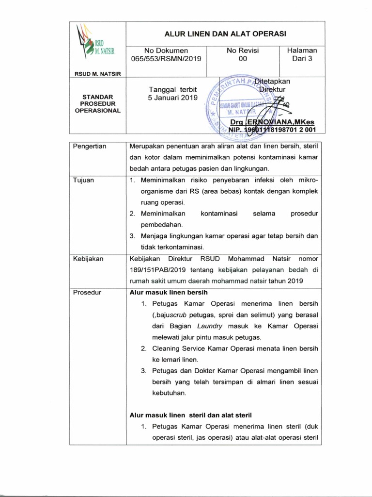 Spo Alur Linen Dan Alat Operasi | PDF