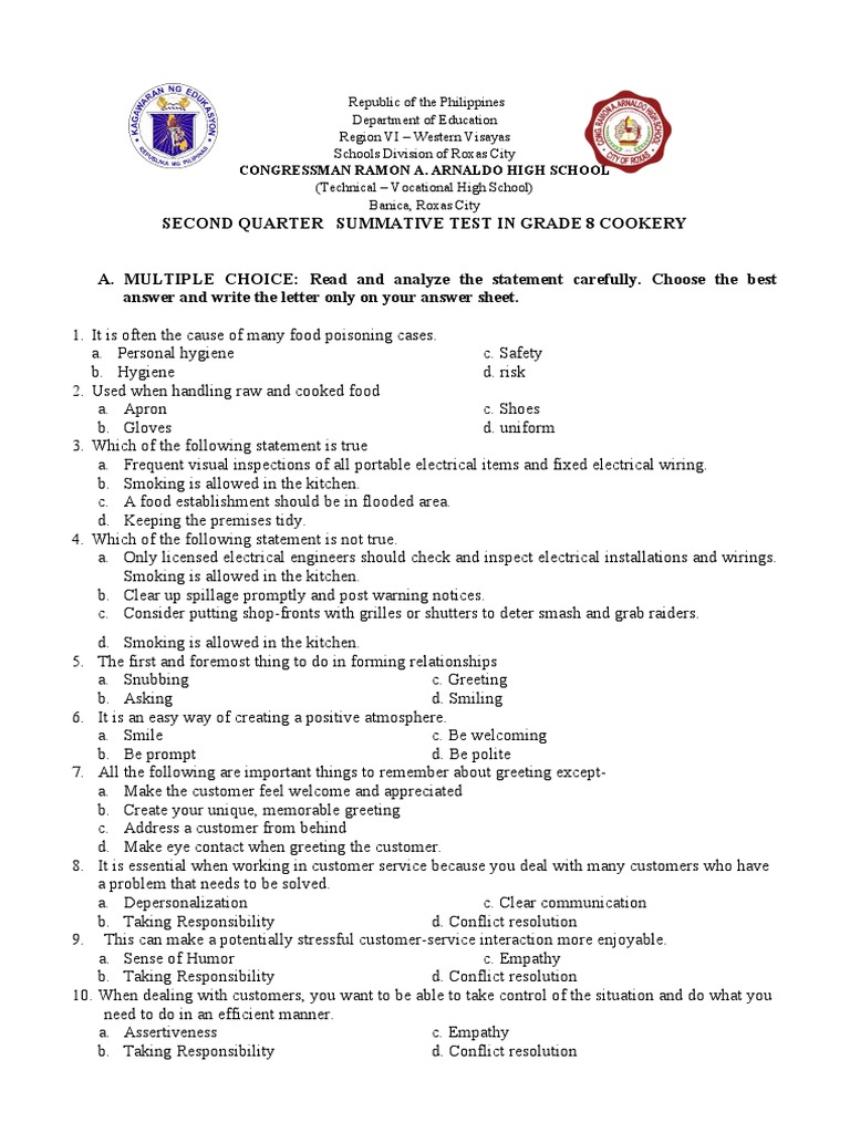 Assessment Grade 8 With Answer Key | PDF