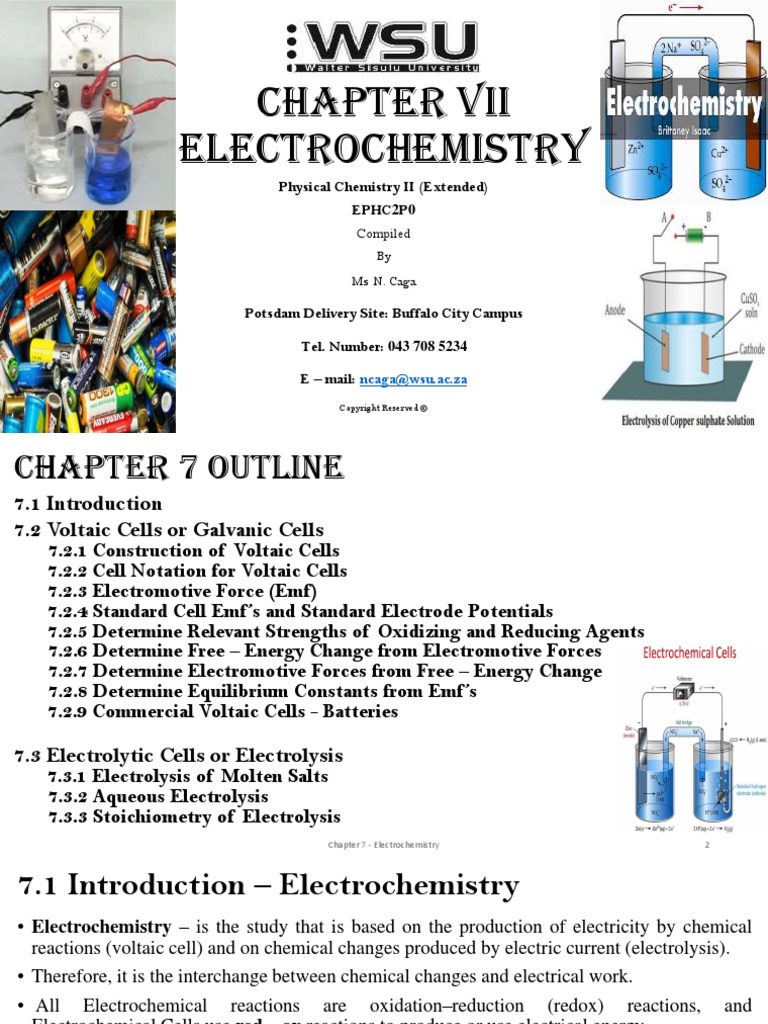 ELECTROCHEMISTRY Chapter 7 NOTES II | PDF | Electrochemistry | Redox