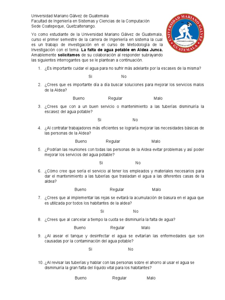 Encuestas Sobre La Falta de Agua | PDF | Agua