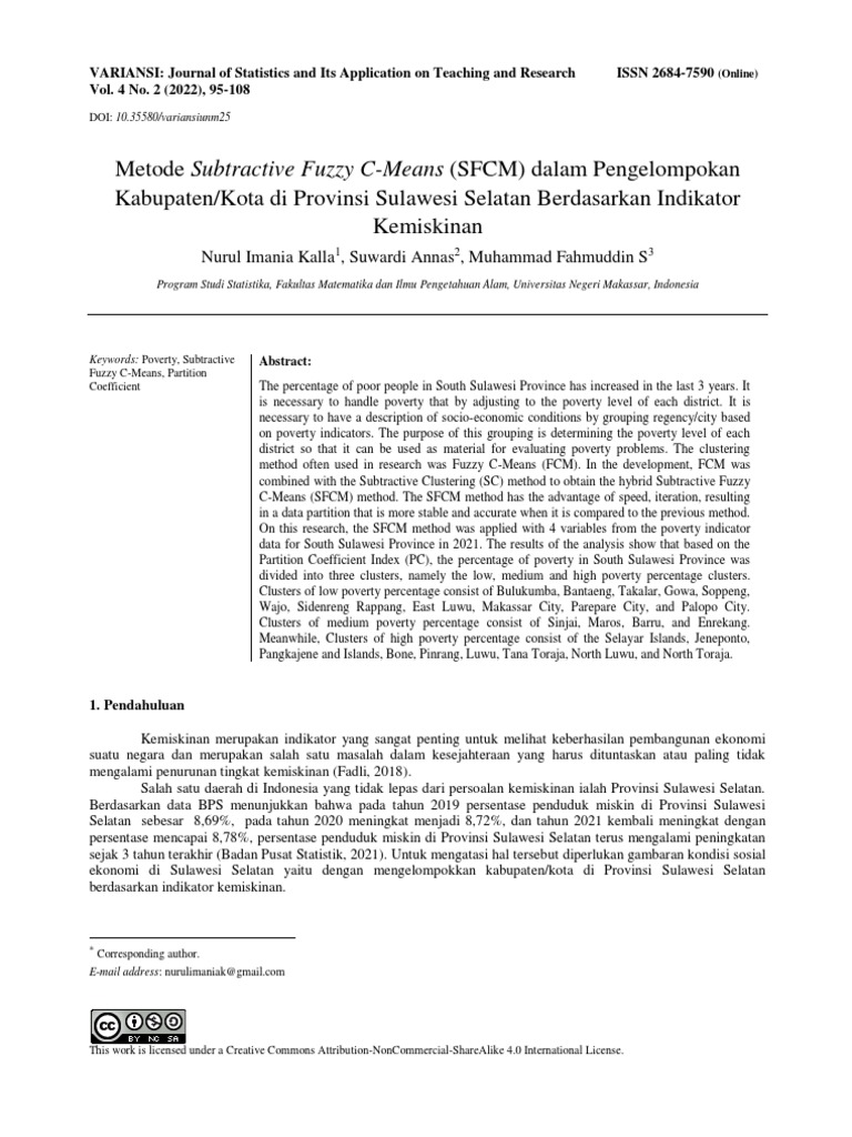Metode Subtractive Fuzzy C-Means (SFCM) Dalam Pengelompokan | PDF | Cluster Analysis | Data Analysis