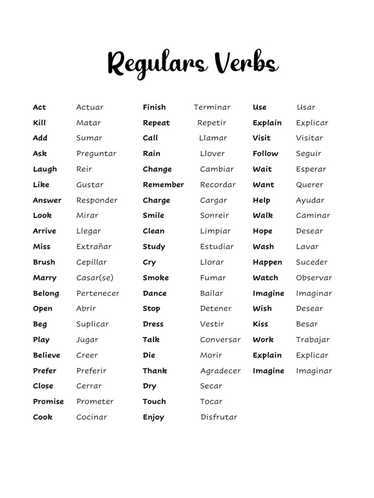 English-Spanish Verb List | PDF