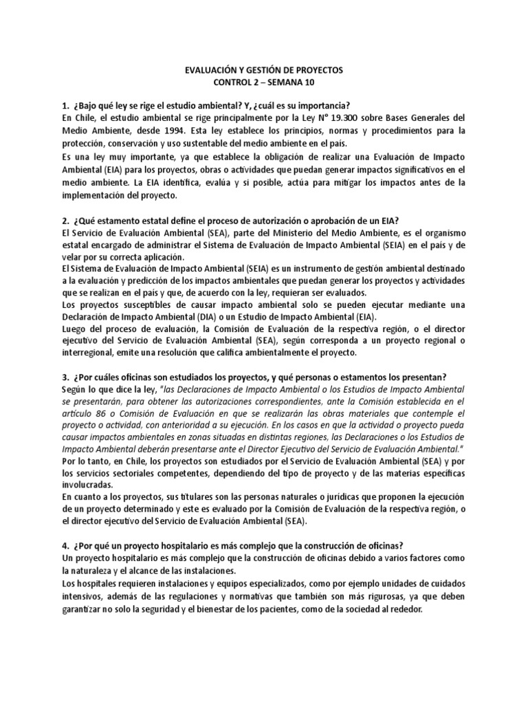 Control 2 - Evalución y Gestión de Pryectos | PDF | Evaluación de ...