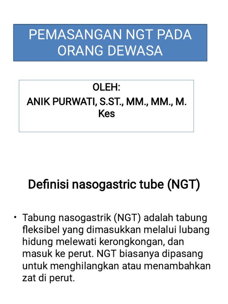 PEMASANGAN NGT PADA ORANG DEWASA | PDF