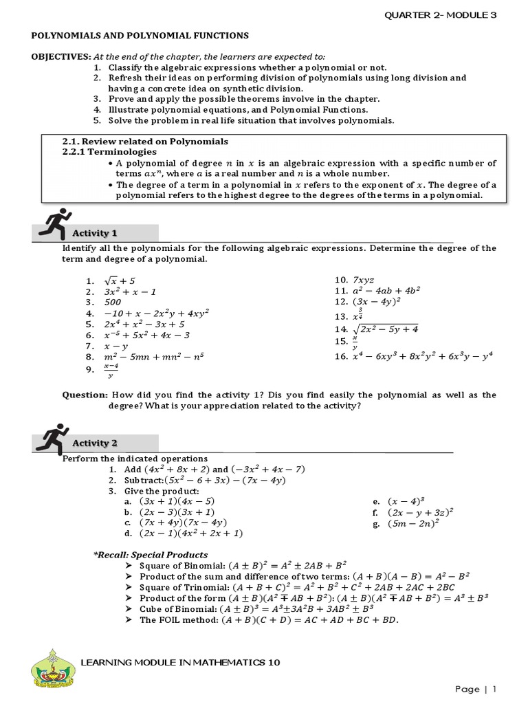 Edited Module Grade 10 | PDF | Factorization | Polynomial