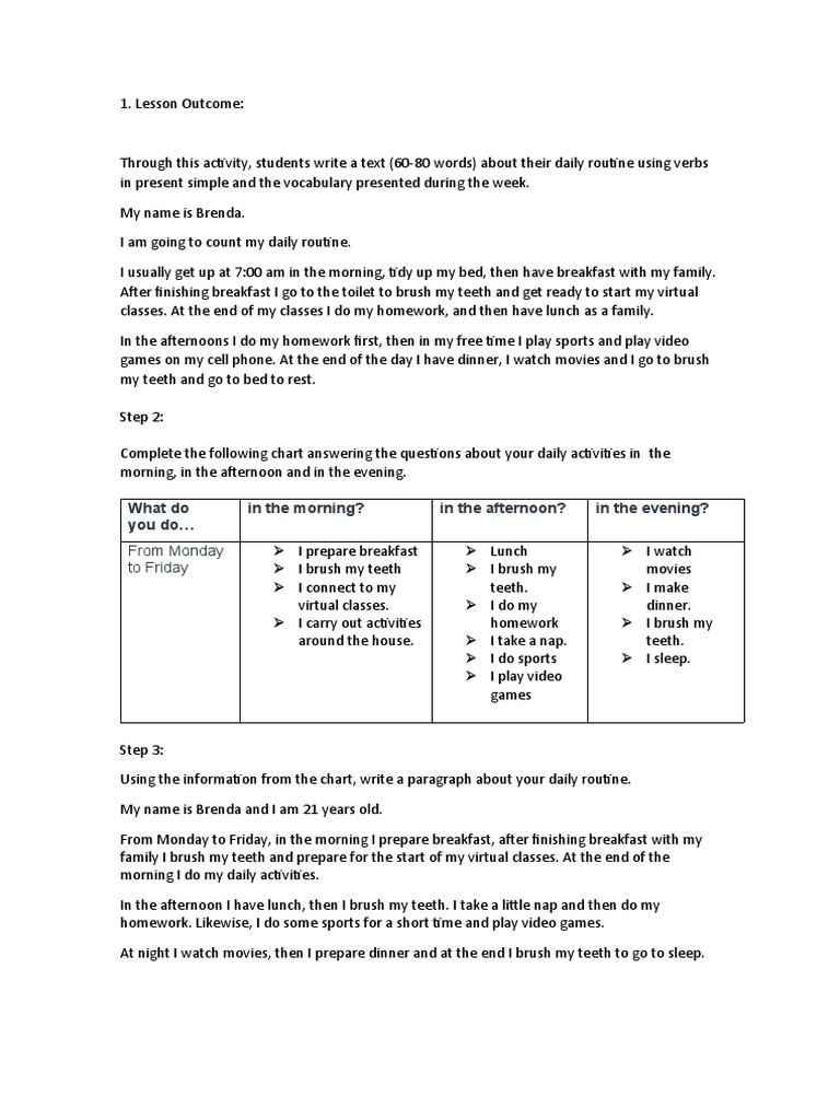 Week 01 - Task Assignment - My daily routine | PDF
