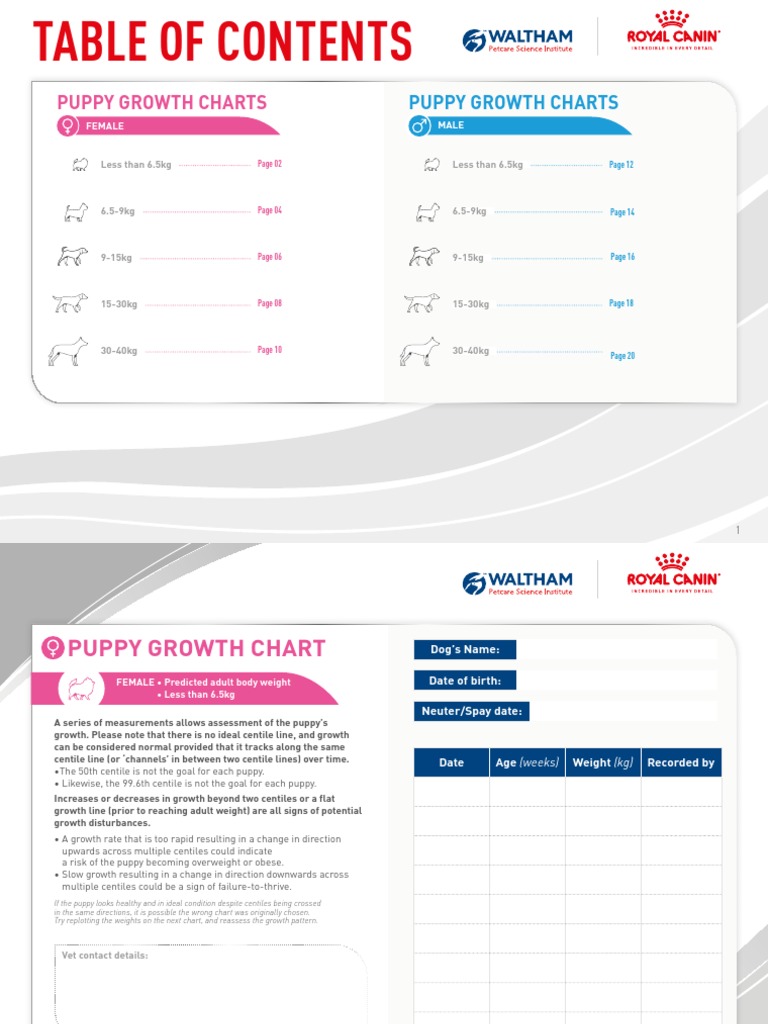 Puppy Growth Charts - Waltham - Royal Canin | PDF | Obesity | Neutering