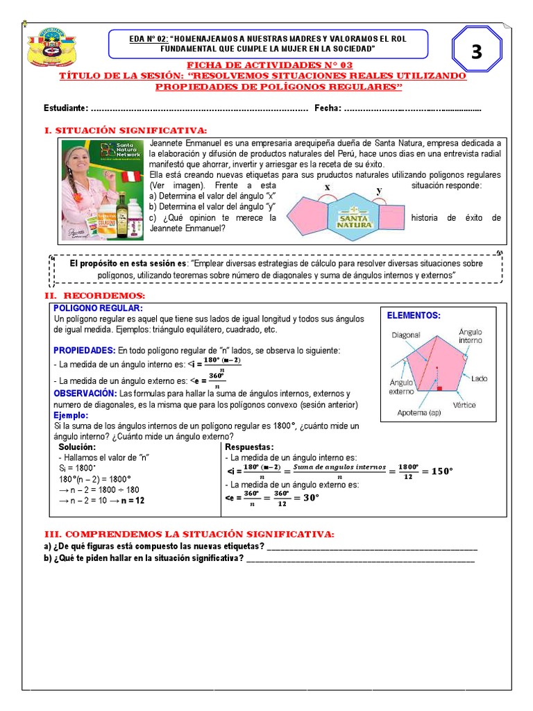 Ficha 3 - 3ero - Eda2 | PDF | Formas geométricas | Geometría Elemental