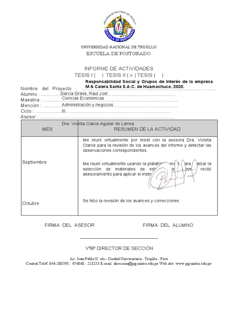 Informe de Actividades | PDF