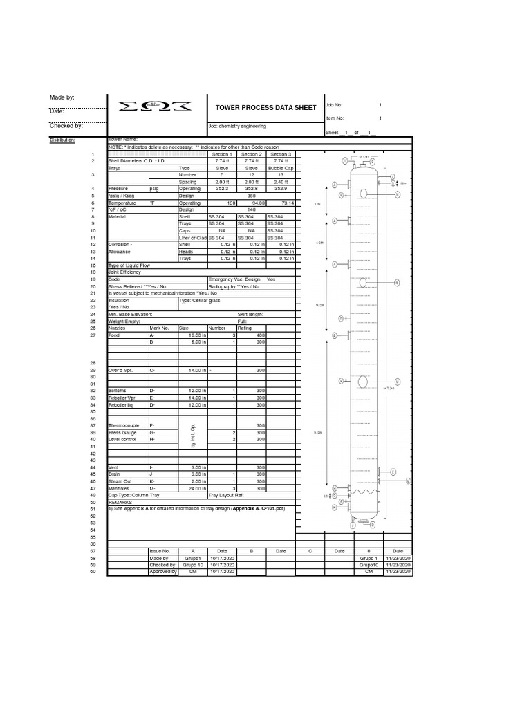Tower-Process-Data-Sheet - Ex (Version 1) | PDF | Industrial Processes | Chemical Engineering