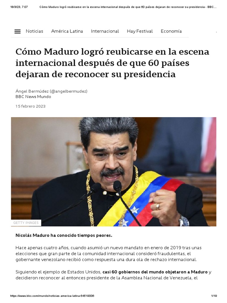 Cómo Maduro Logró Reubicarse En La Escena Internacional Después De Que