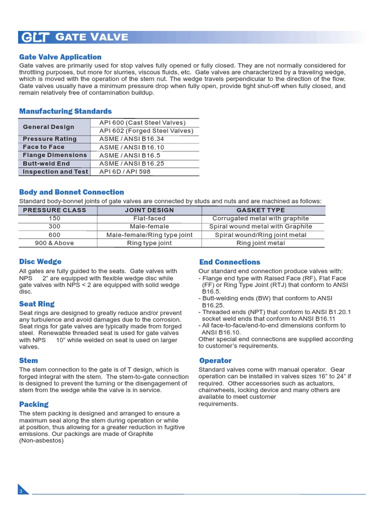GLT Gate Valve | PDF | Valve | Screw