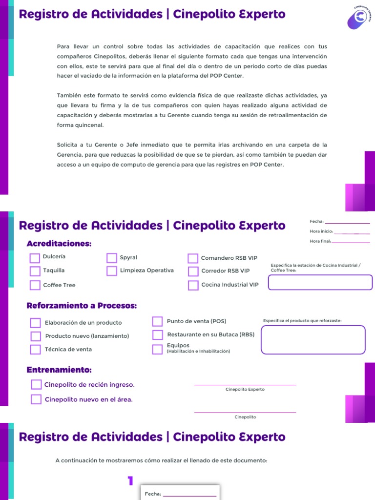 Registro De Actividades Cinepolito Pdf