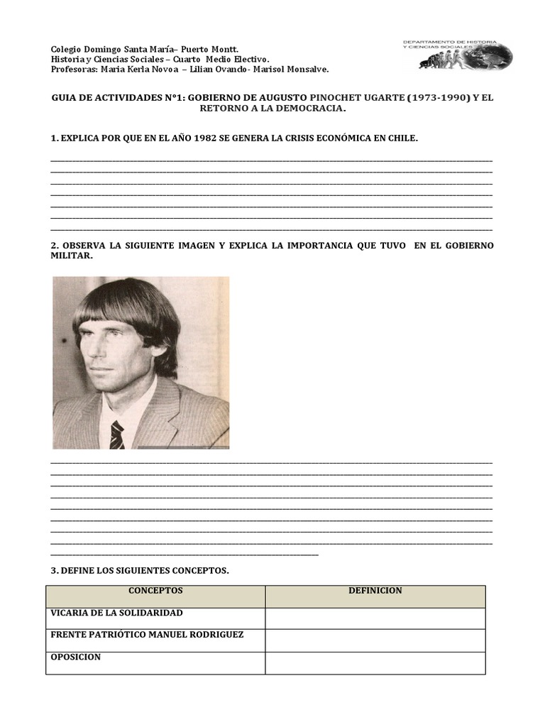 Guia de Actividades Fin Dictadura y Plebiscito | PDF | Augusto Pinochet ...