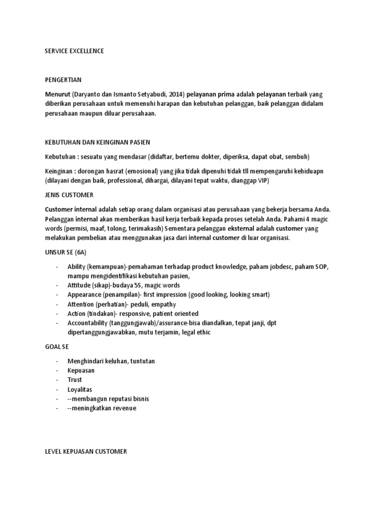 Materi Service Excellence | PDF