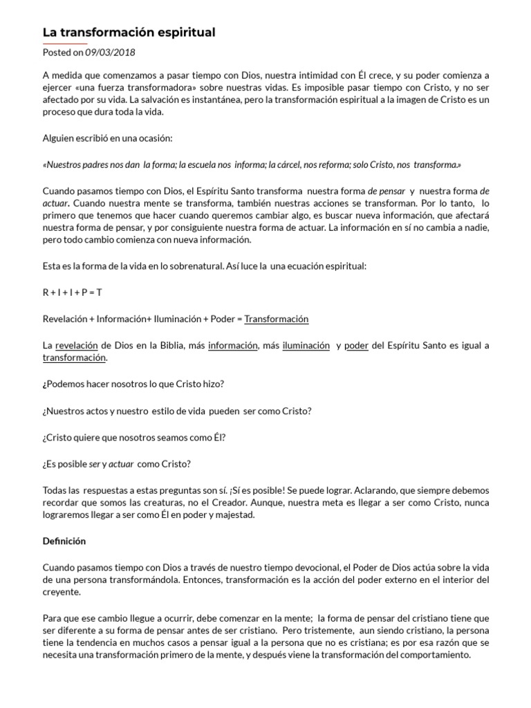 La Transformación Espiritual - Daniel Casanova | PDF | Cristo (título ...