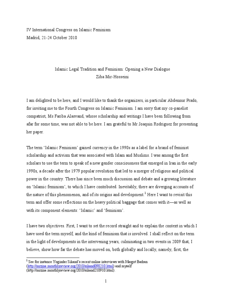 16 - Islamic Legal Tradition and Feminism Opening A New Dialogue ZIba ...