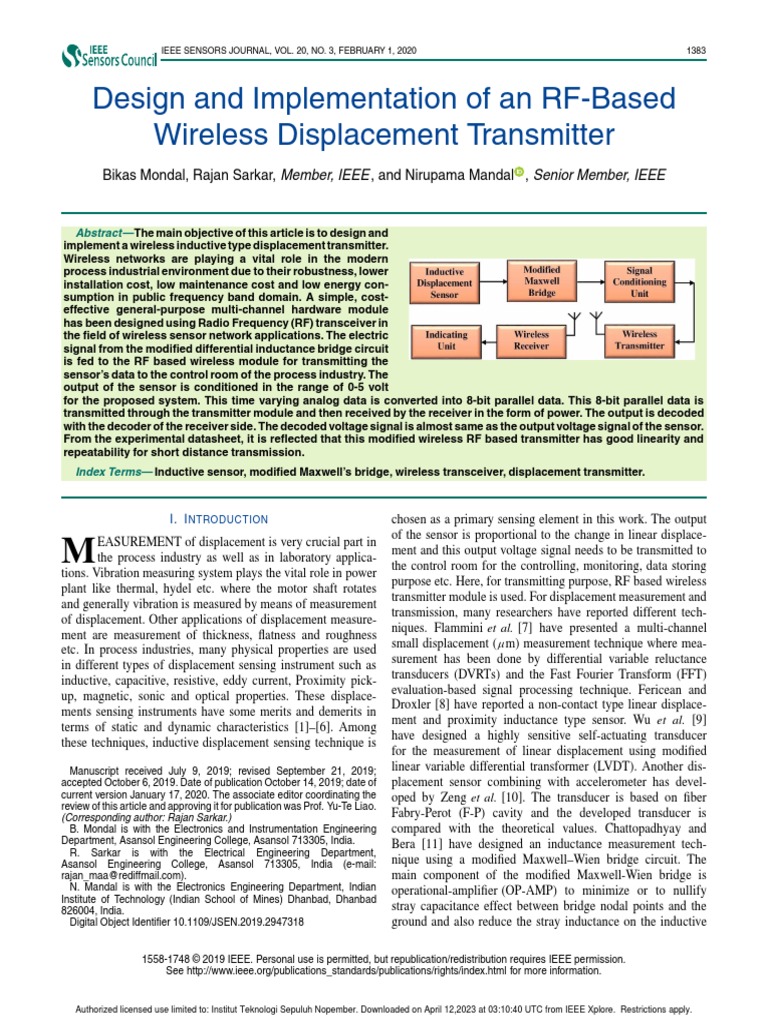 P4-Design and Implementation of An RF-Based Wireless Displacement Transmitter | PDF