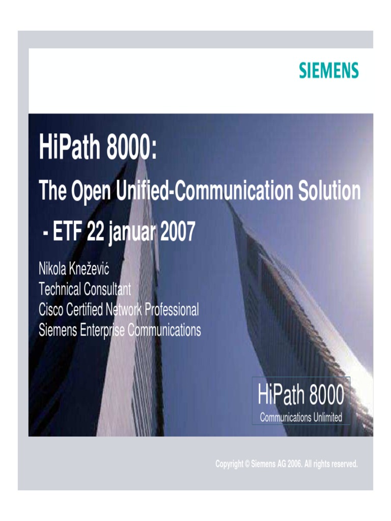 HiPath 8000 | PDF | Session Initiation Protocol | Computer Network