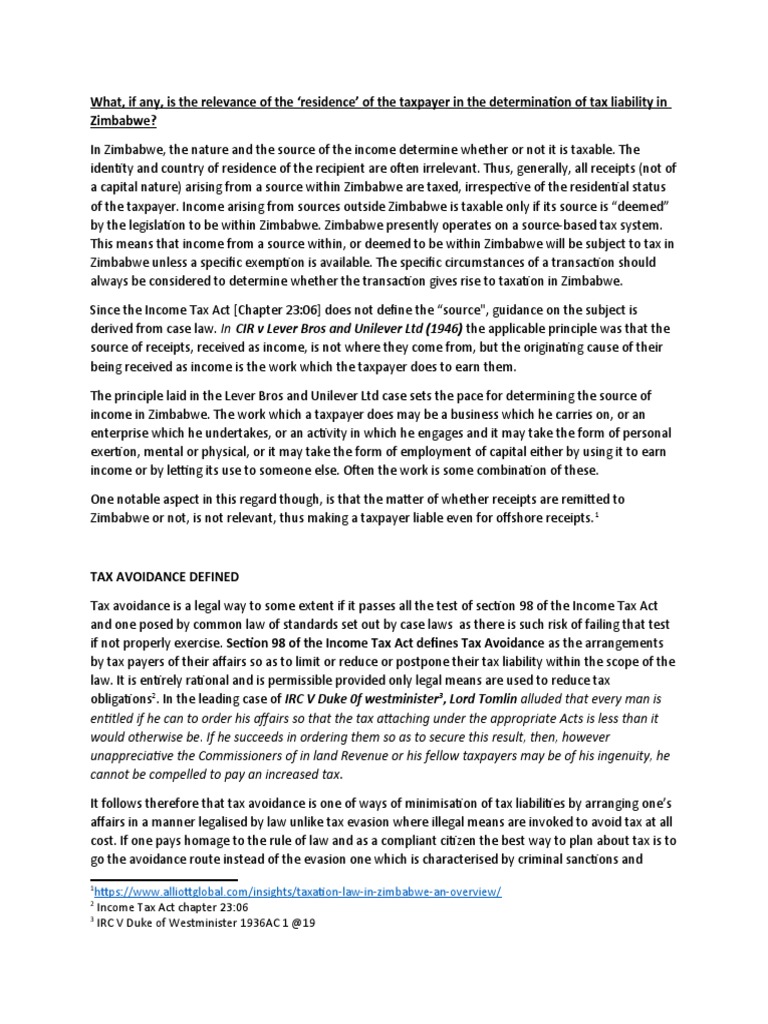 Tax Law Assignment Final Draft | PDF | Taxes | Tax Avoidance