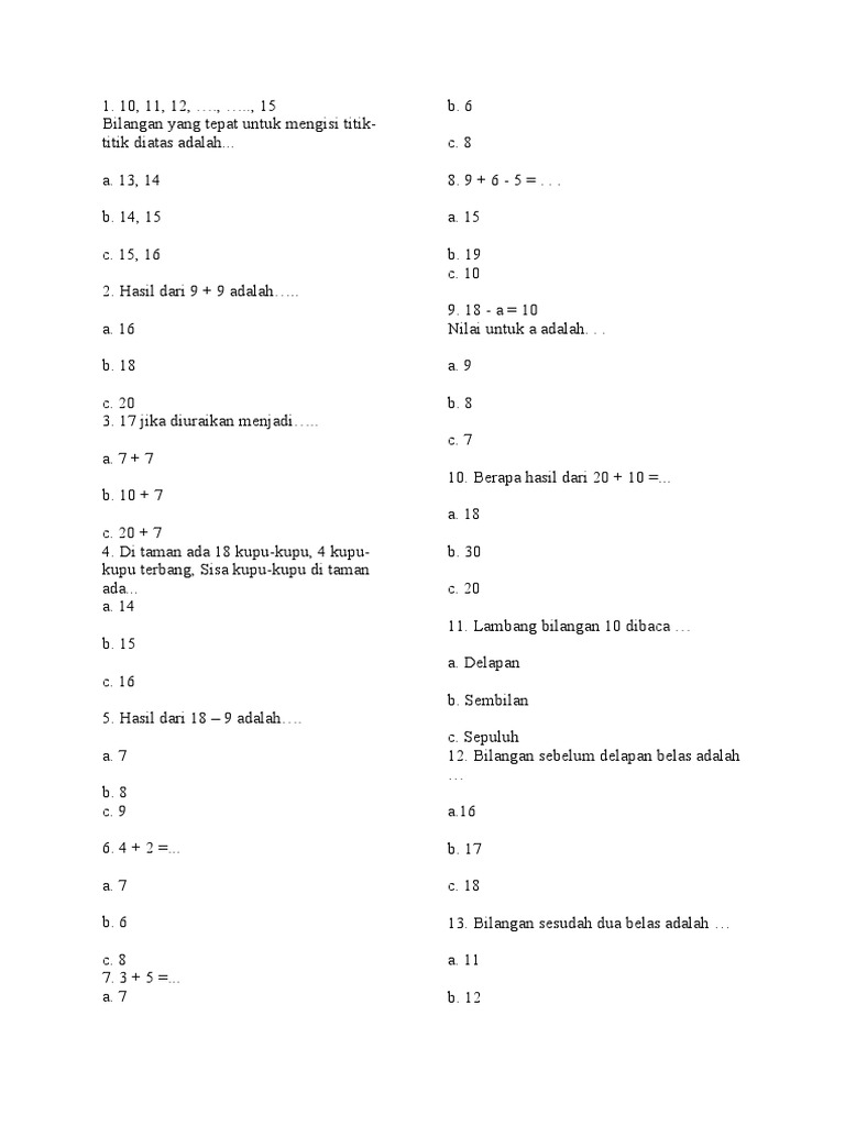 Contoh Soal Matematika SMTR 2 | PDF
