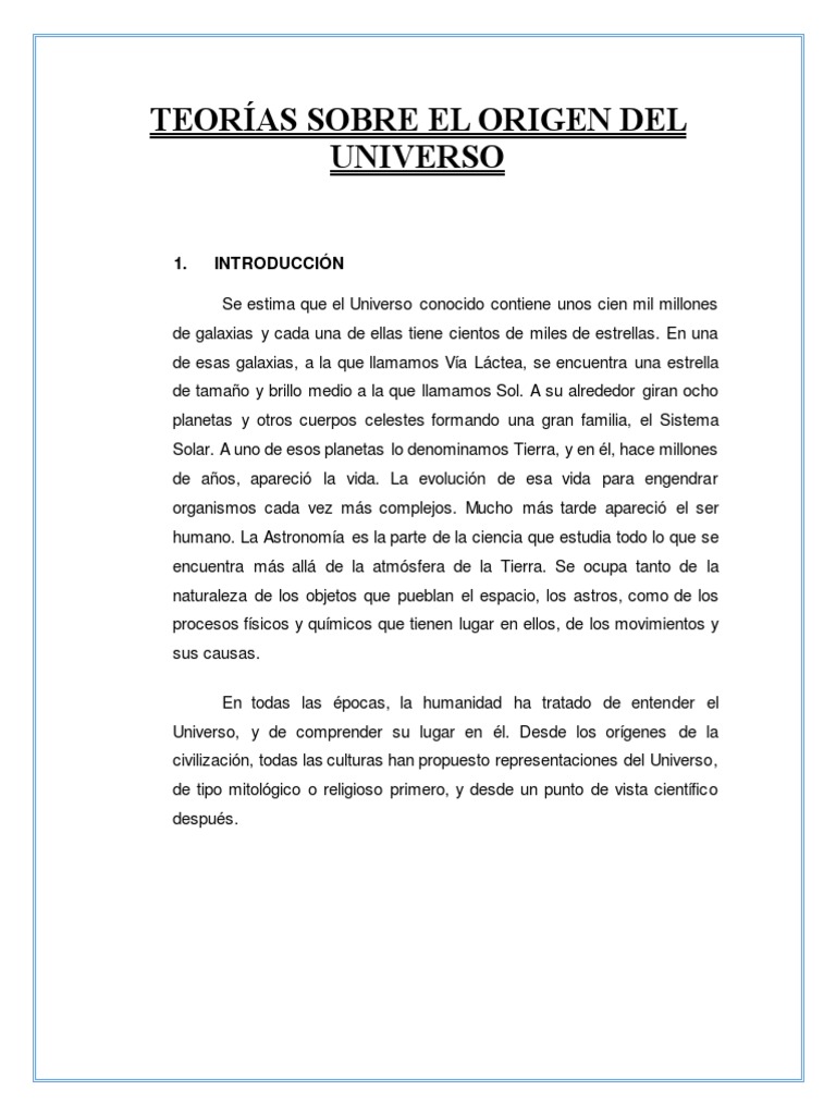 Teorías del Origen del Universo | PDF | Universo | Big Bang