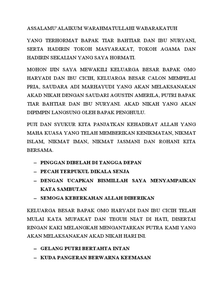 Kata Pengantar Akad Nikah - Revisi | PDF