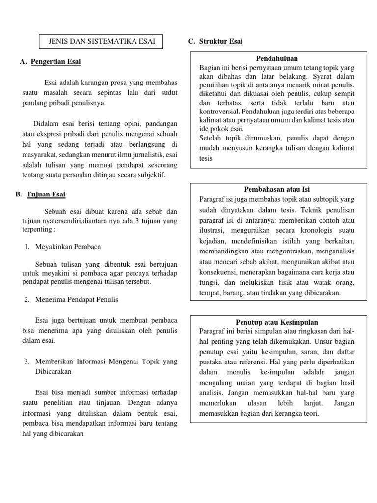 Jenis Dan Sistematika Esai | PDF