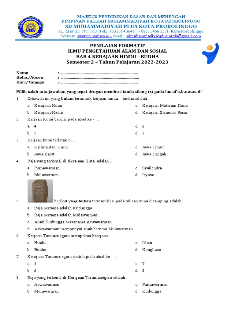 Formatif Ipas Bab 5 Kerajaan Hindu-Budha | PDF