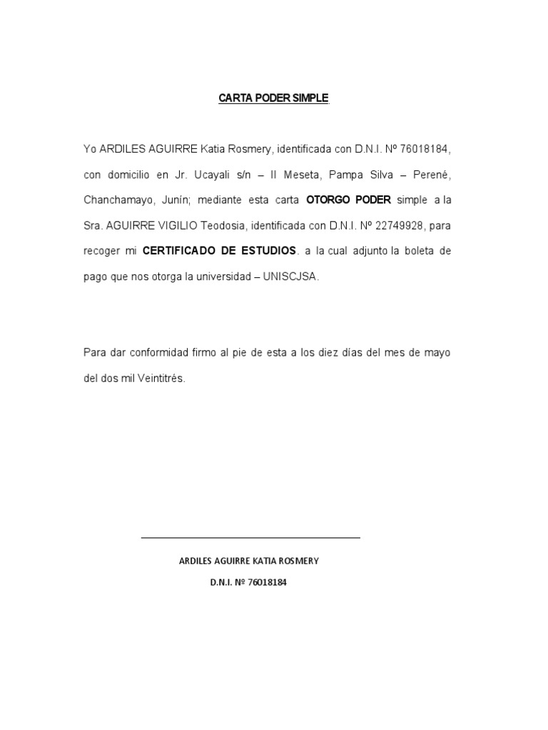 Carta Poder Simple | PDF