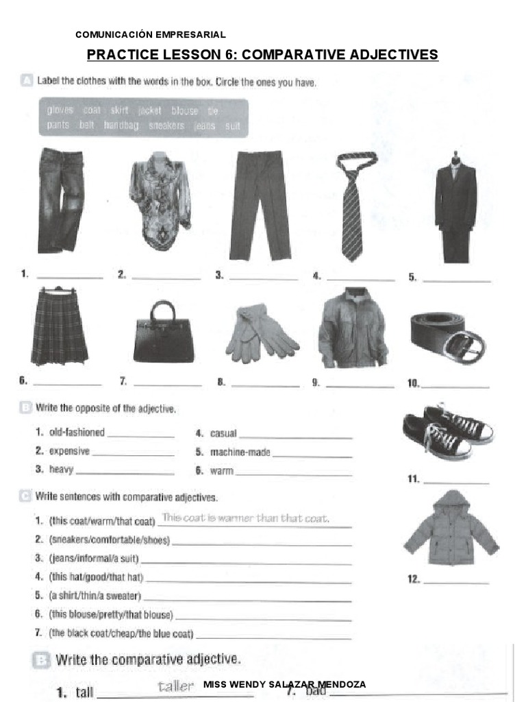Practice Lesson 7 Comparative Adjectives | PDF