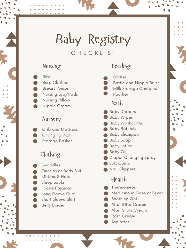 Cute Baby Registry Checklist | PDF