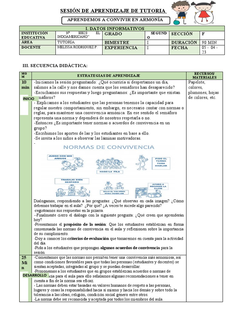 Sesion de Tutoria 05 de Abril | PDF | Salón de clases | Aprendizaje
